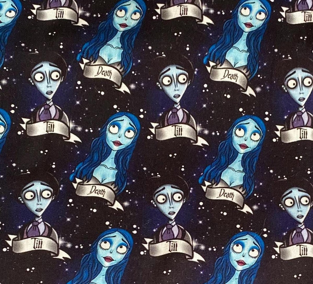 Corpse Bride Fabric 100% Cotton Fabric by the Yard Halloween Tim Burton ...