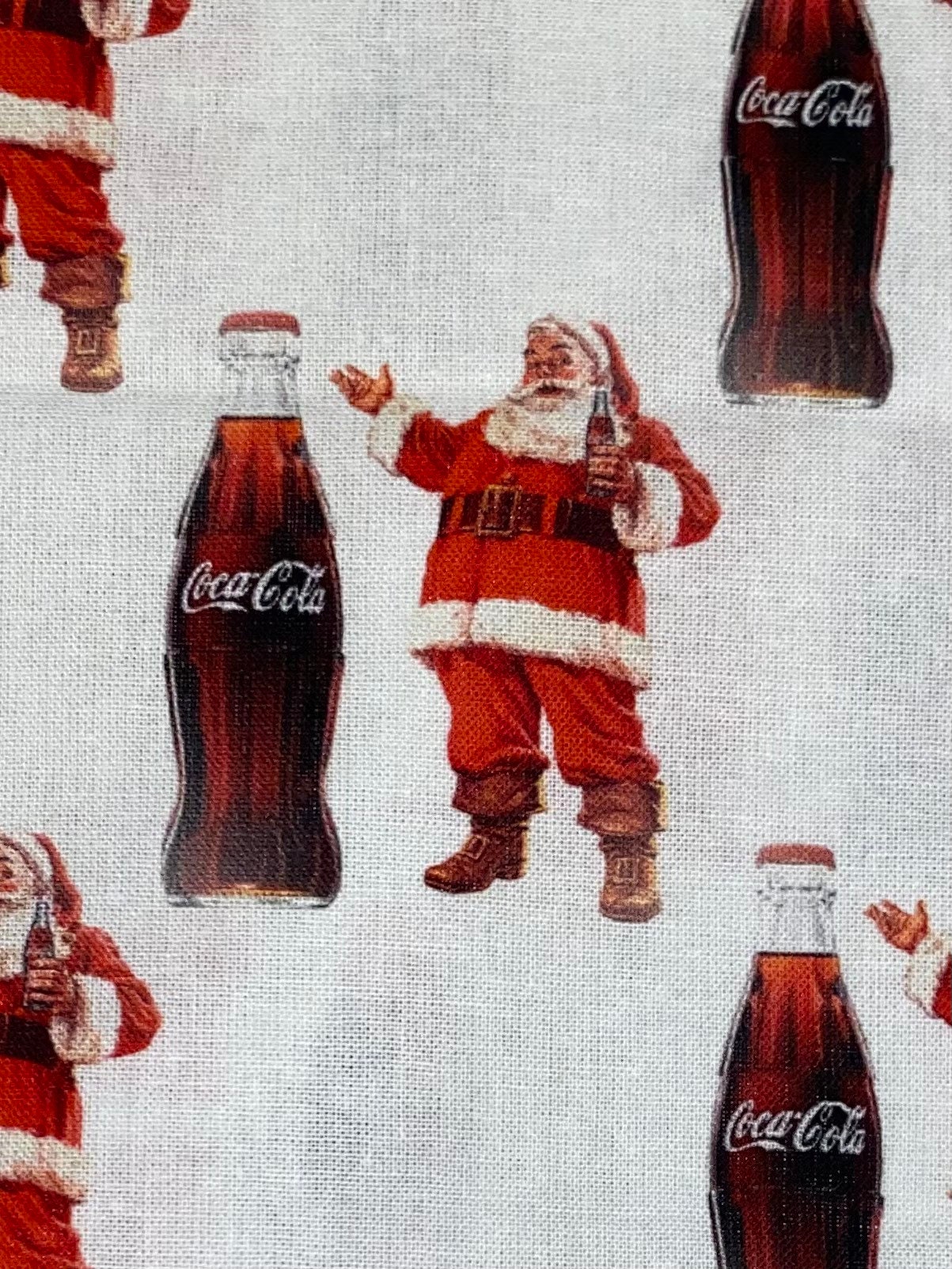 Coke Coca Cola 100% Cotton Fabric by the Yard Christmas Fabric Santa ...