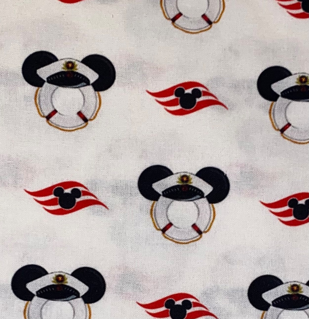 18x10" Disney Cruise Line Collage 100% Cotton Fabric Remnant Captain ...
