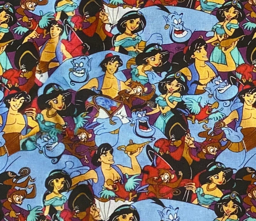 Disney Aladdin Fabric 100% Cotton Fabric Tumbler Cut Fat Quarter Disney ...