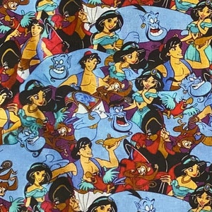 Disney Aladdin Fabric 100% Cotton Fabric Tumbler Cut Fat Quarter Disney ...
