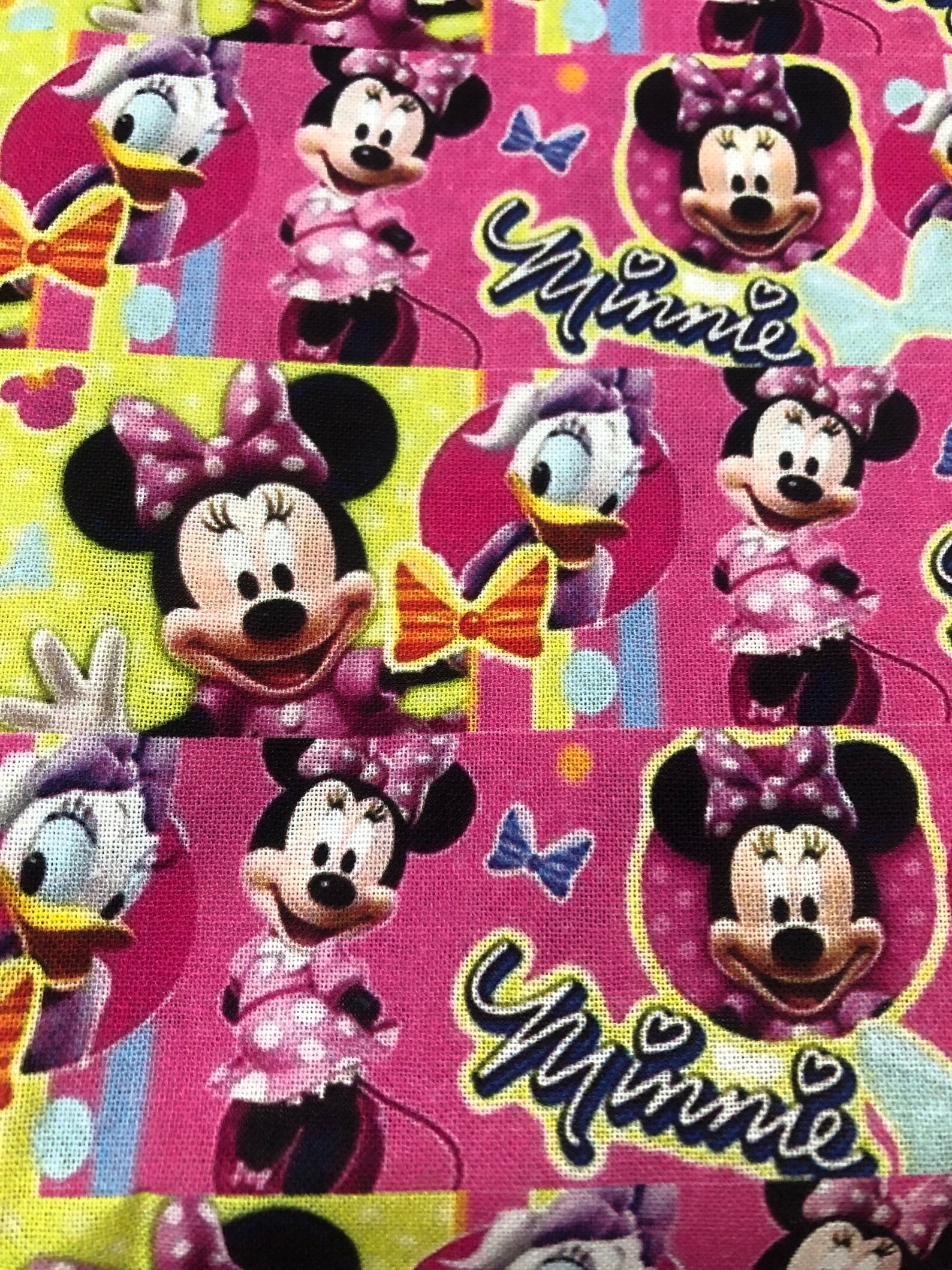 Minnie Mouse and Daisy Collage 100% Cotton Fabric by the Yard | Etsy