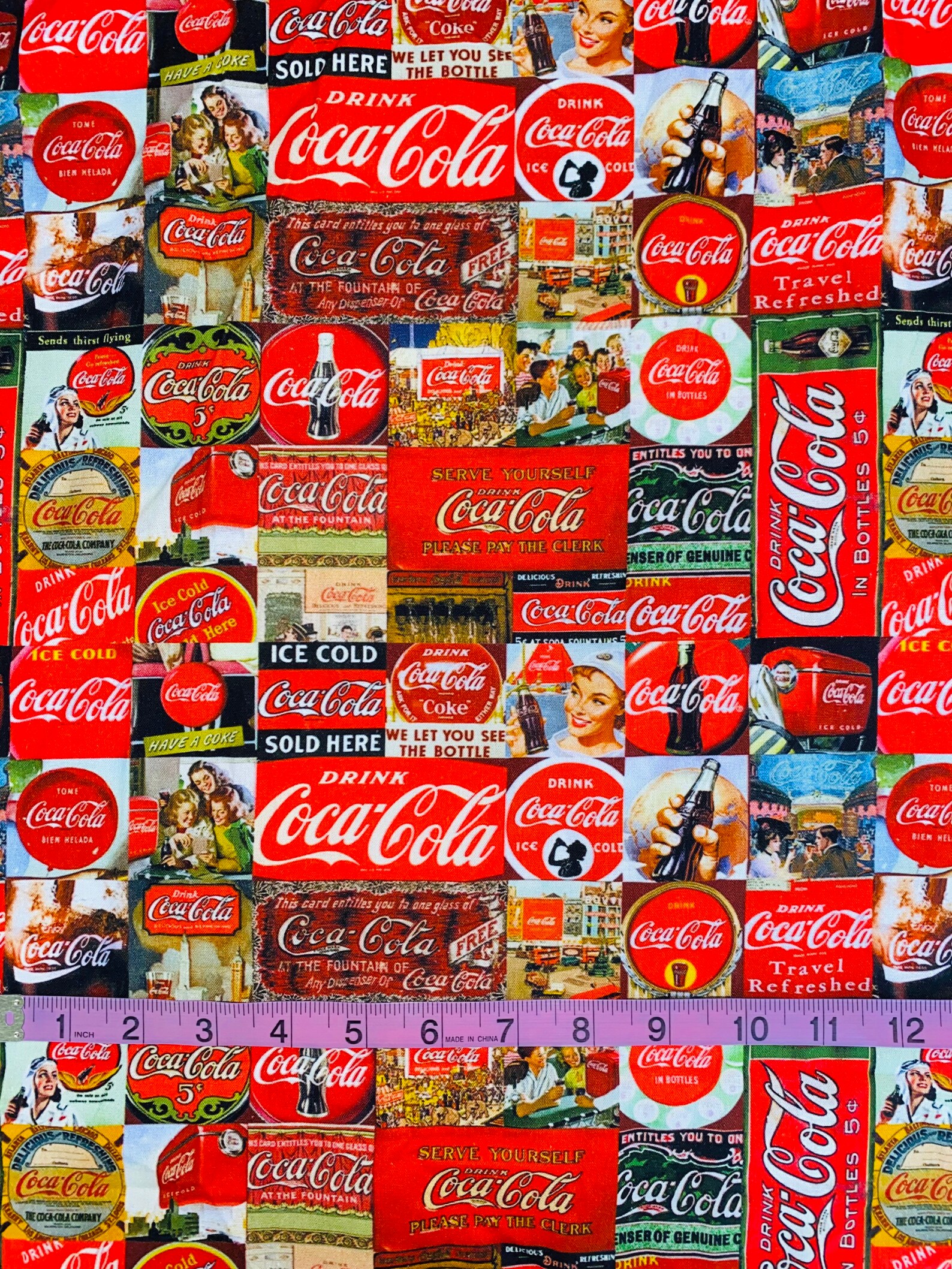 18x10 Coke Coca Cola 100% Cotton Fabric Remnant Coke - Etsy