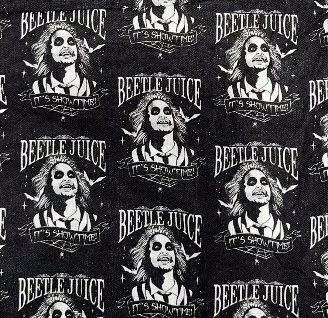 Beetlejuice Fabric 100% Cotton Fabric Fat Quarter Tumbler Cut Halloween Tim Burton Inspired ...