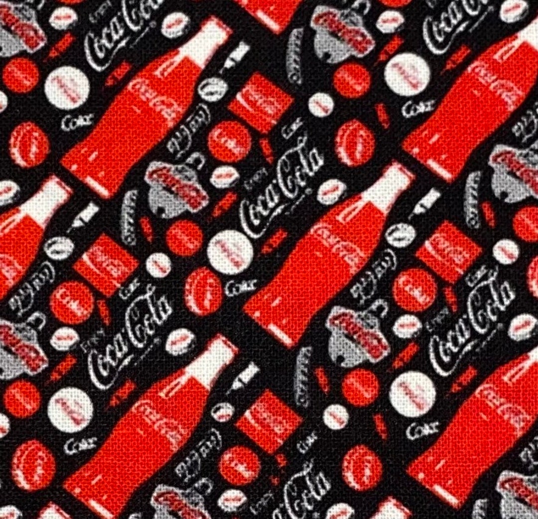 Coke Fabric 100% Cotton Fabric Fat Quarter Tumbler Cut Coca Cola Fabric ...