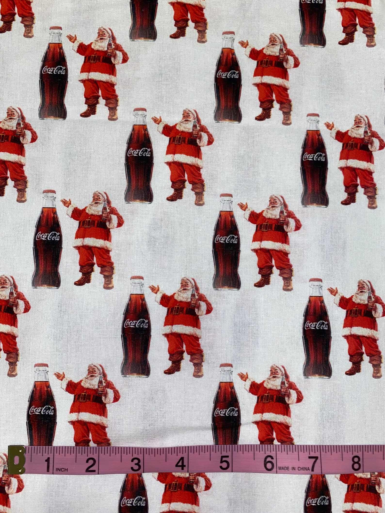 Coke Coca Cola 100% Cotton Fabric by the Yard Christmas Fabric Santa ...
