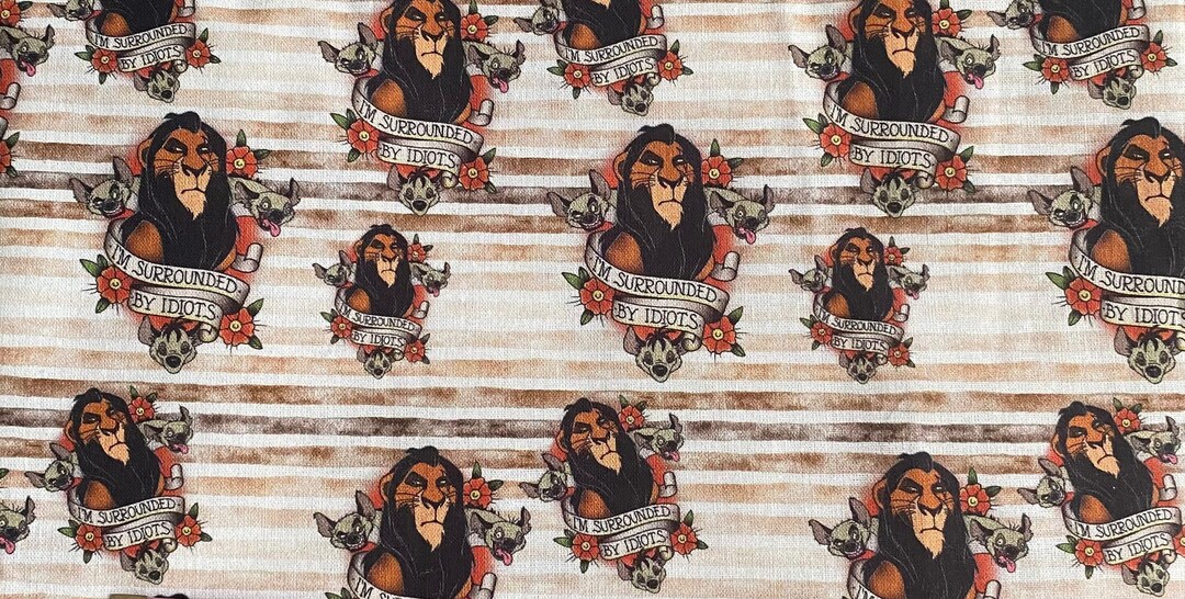 18x10” Disney Scar Collage 100% Cotton Fabric Remnant Disney Lion King ...