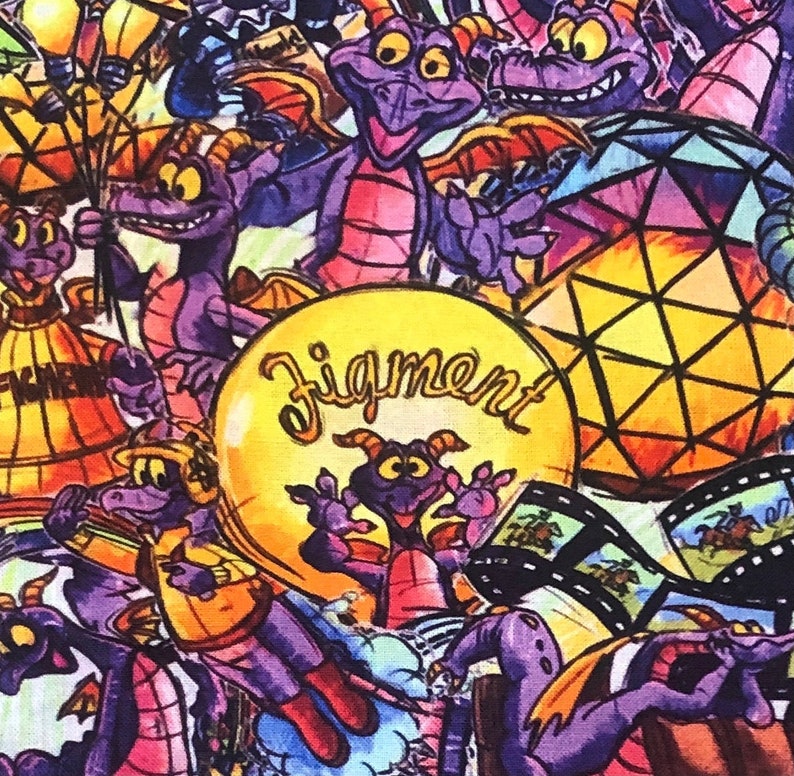 Figment 100% Cotton Fabric by the Yard Disney Epcot Purple Imagination ...