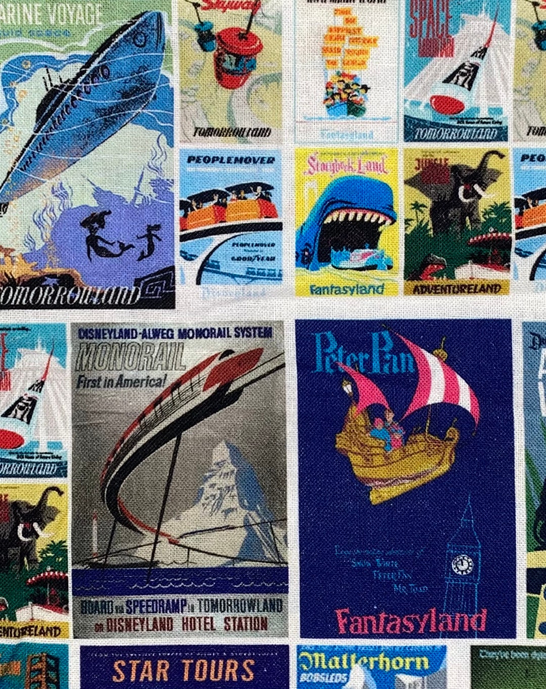 Disney Vintage Attraction 100% Cotton Fabric by the Yard Inspired by ...