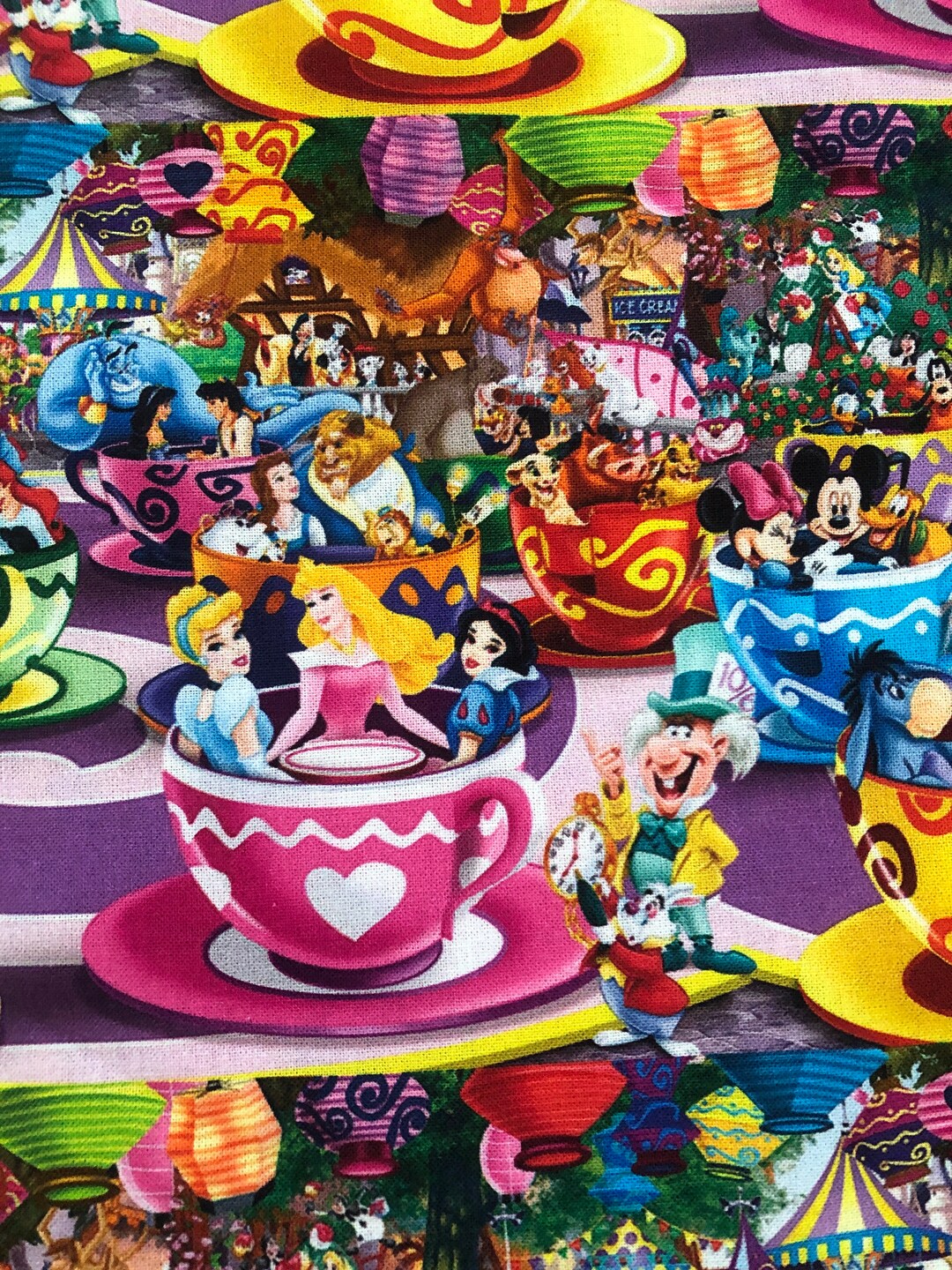 Disney Teacup Fabric 100% Cotton Fabric Fat Quarter Tumbler Cut ...