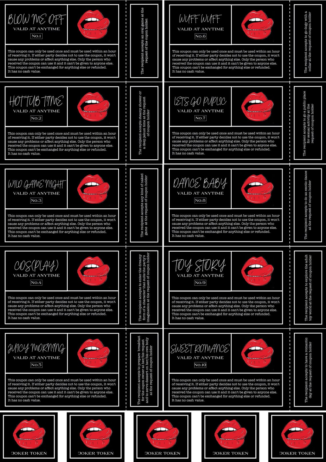 Adult 18 Self-printable Coupon Book for Couples 10 Naughty Coupons and ...