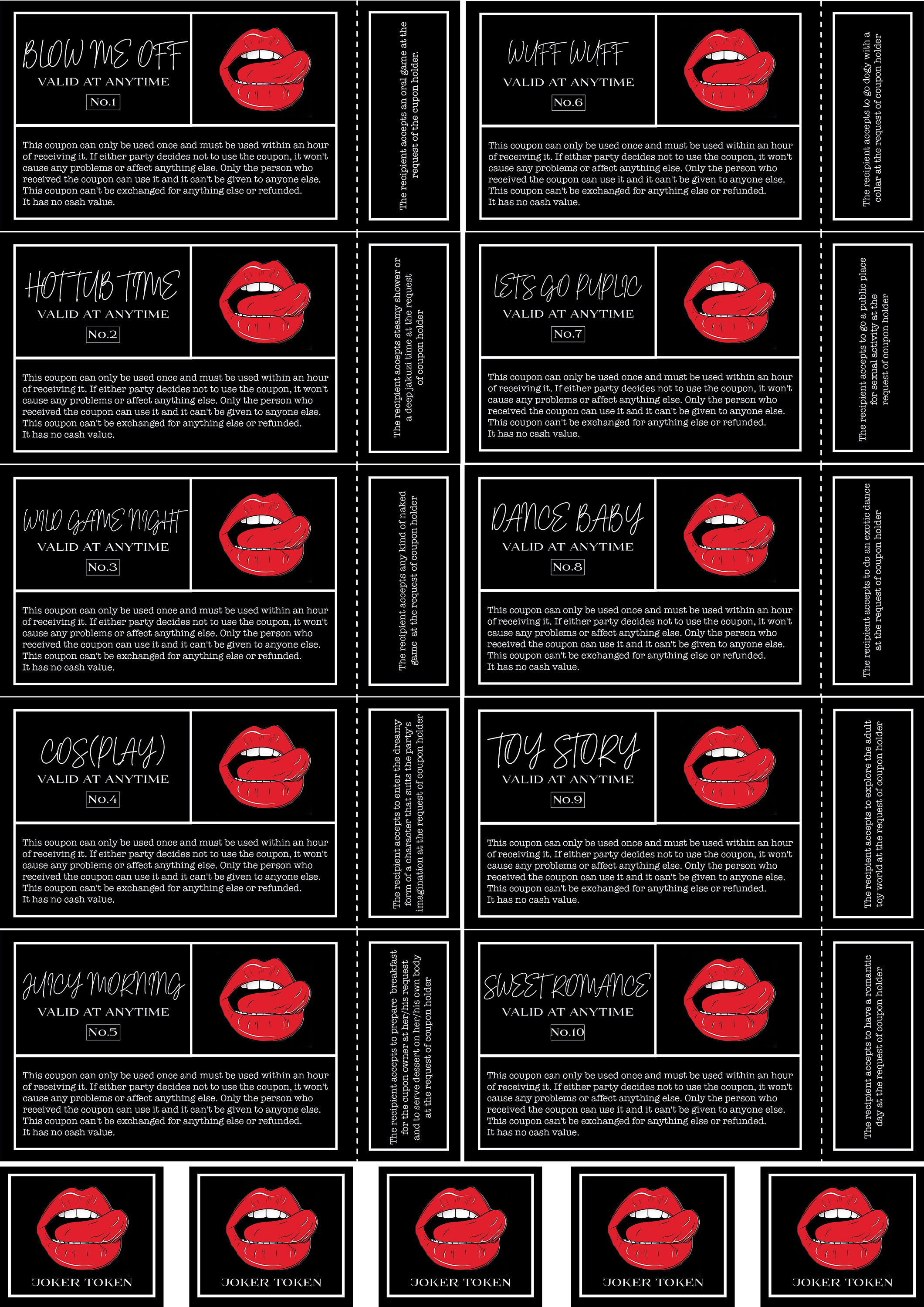 Adult 18 Self-printable Coupon Book for Couples 10 Naughty Coupons and ...