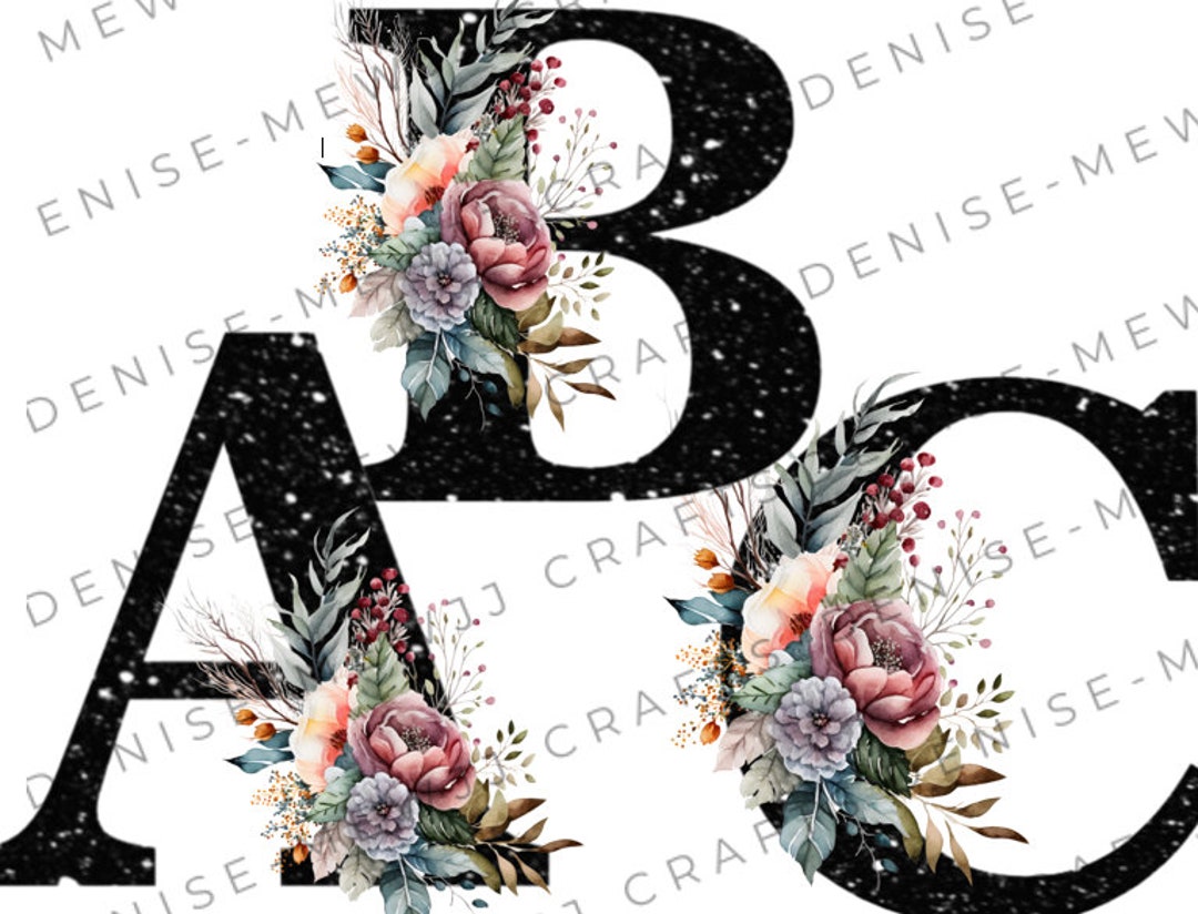 Black Glitter Monogram Alphabet Transparent Png's Sublimation Letters ...