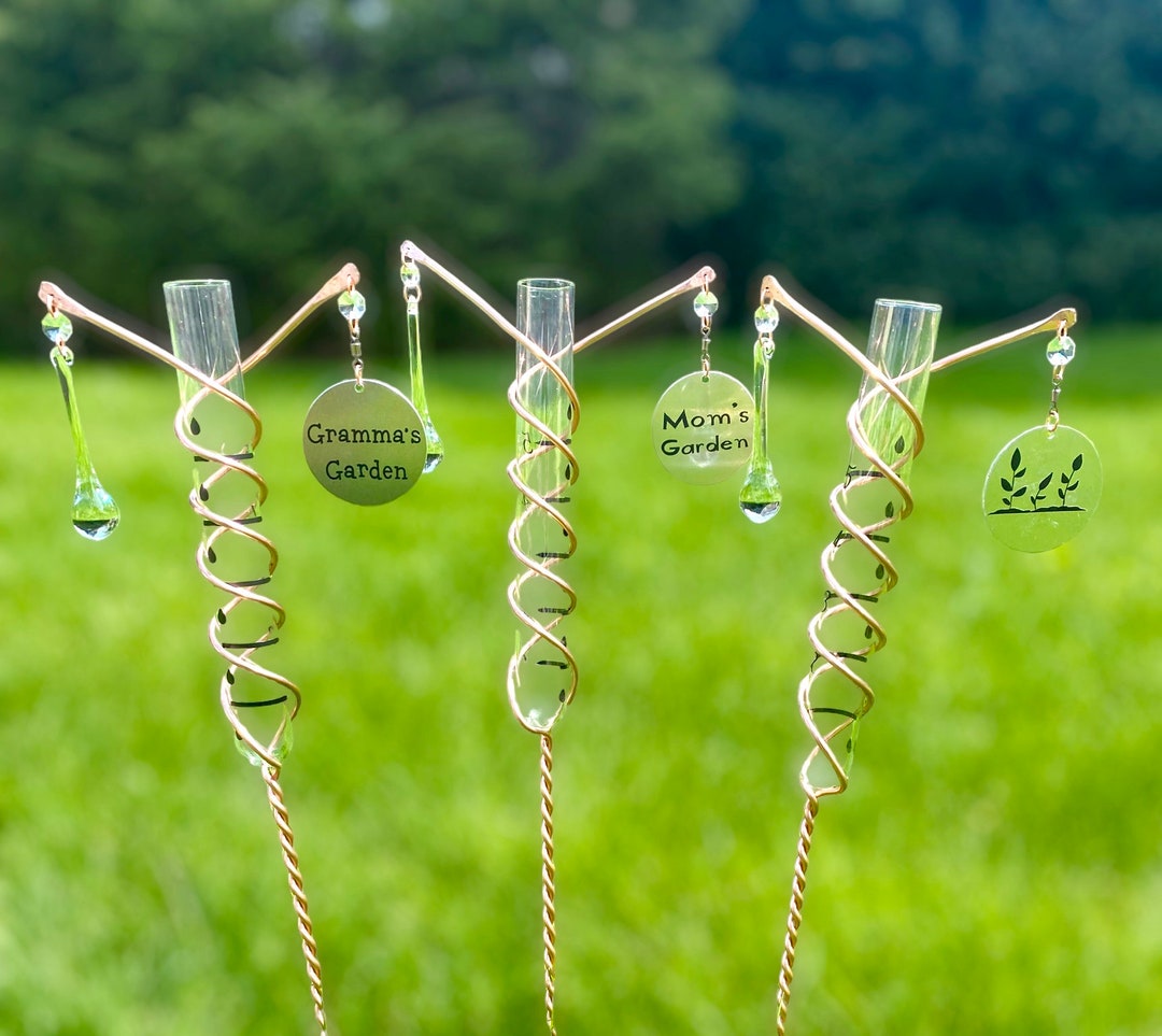 Rain Gauge With Personalized Tag and Crystal Raindrop. - Etsy