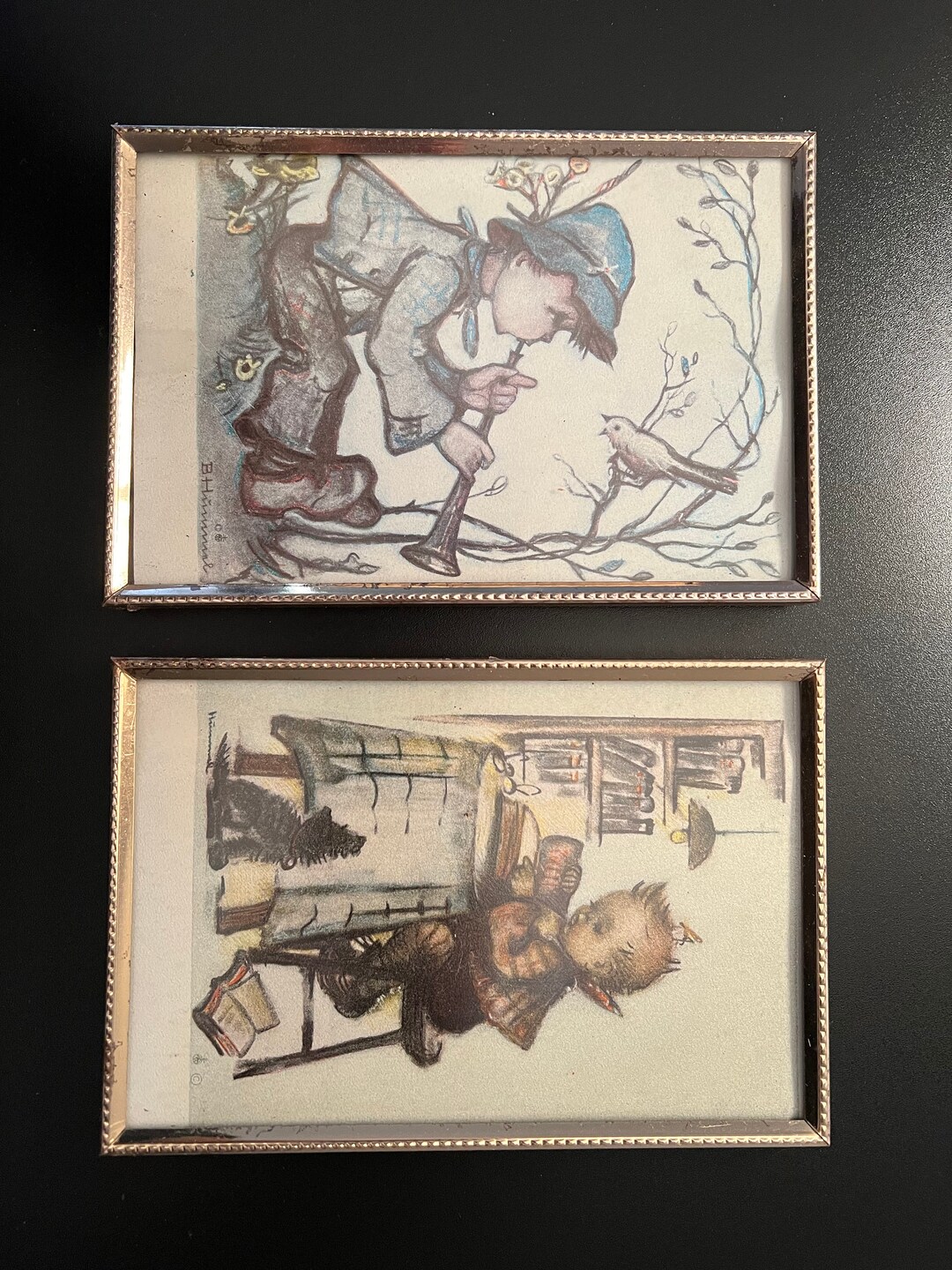Vintage Hummel Pictures Set of Two Hummel Pictures Each Measures 4 1/2 ...