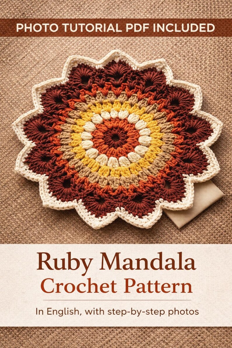 Mandala Crochet Pattern PDF | Ruby Floral Granny Square | Photo ...