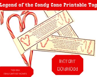 PRINTED Legend of the Candy Cane Tag, Set of 24, Candy Cane Poem ...