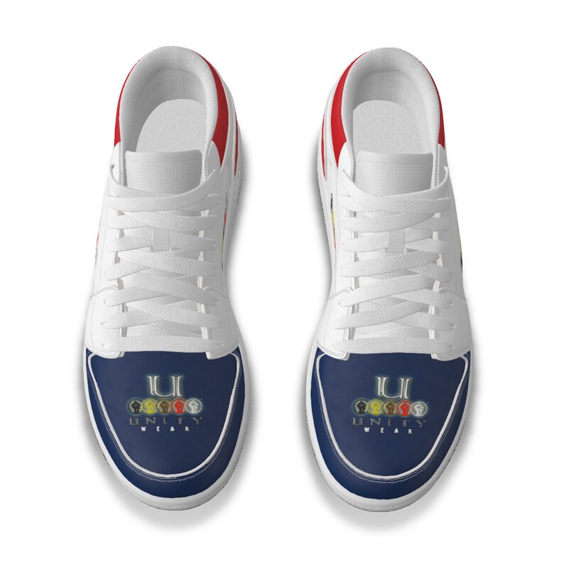 Unity 1's Men's Red, White and Blue Synthetic Leather Stitching Low-top ...