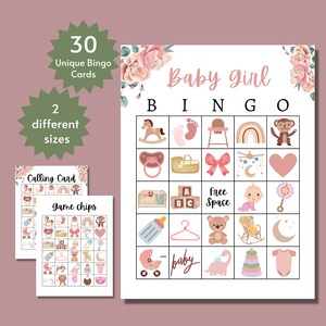 Baby Shower Bingo, Baby Girl Bingo Game, Baby Shower Games Printable ...