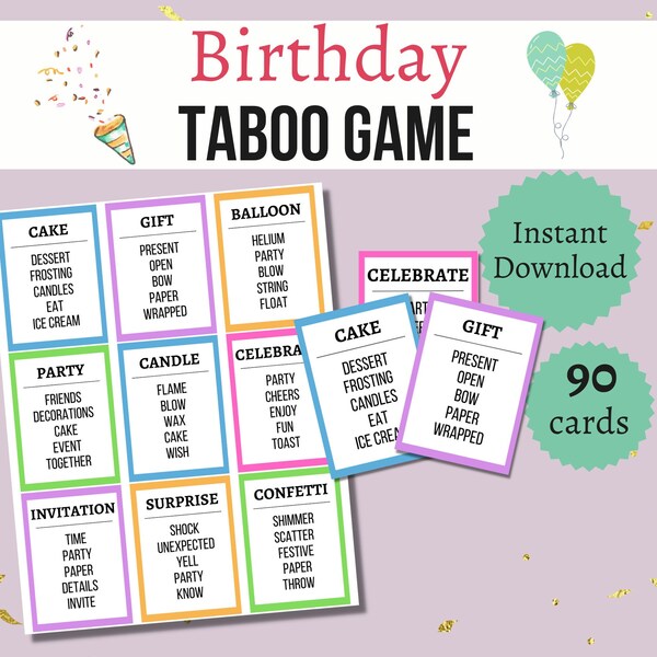 Birthday Taboo Party Game - Etsy