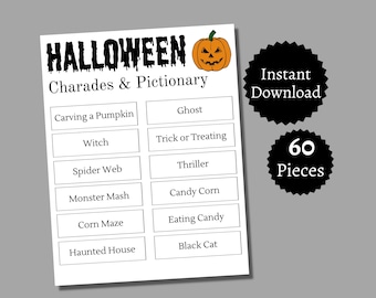 Halloween Charades Party Game Printable PDF (Download Now) - Etsy