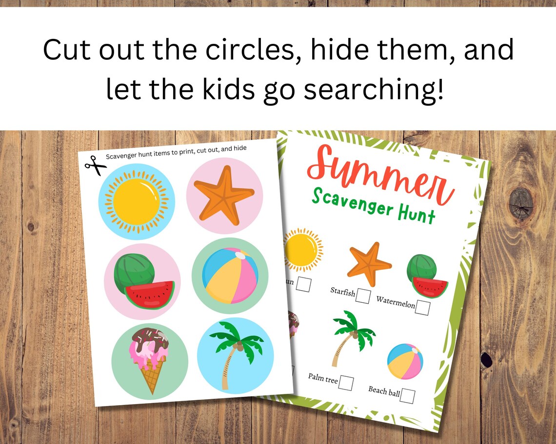 Summer Scavenger Hunt, Printable Summer Games for Kids, Luau Activity ...