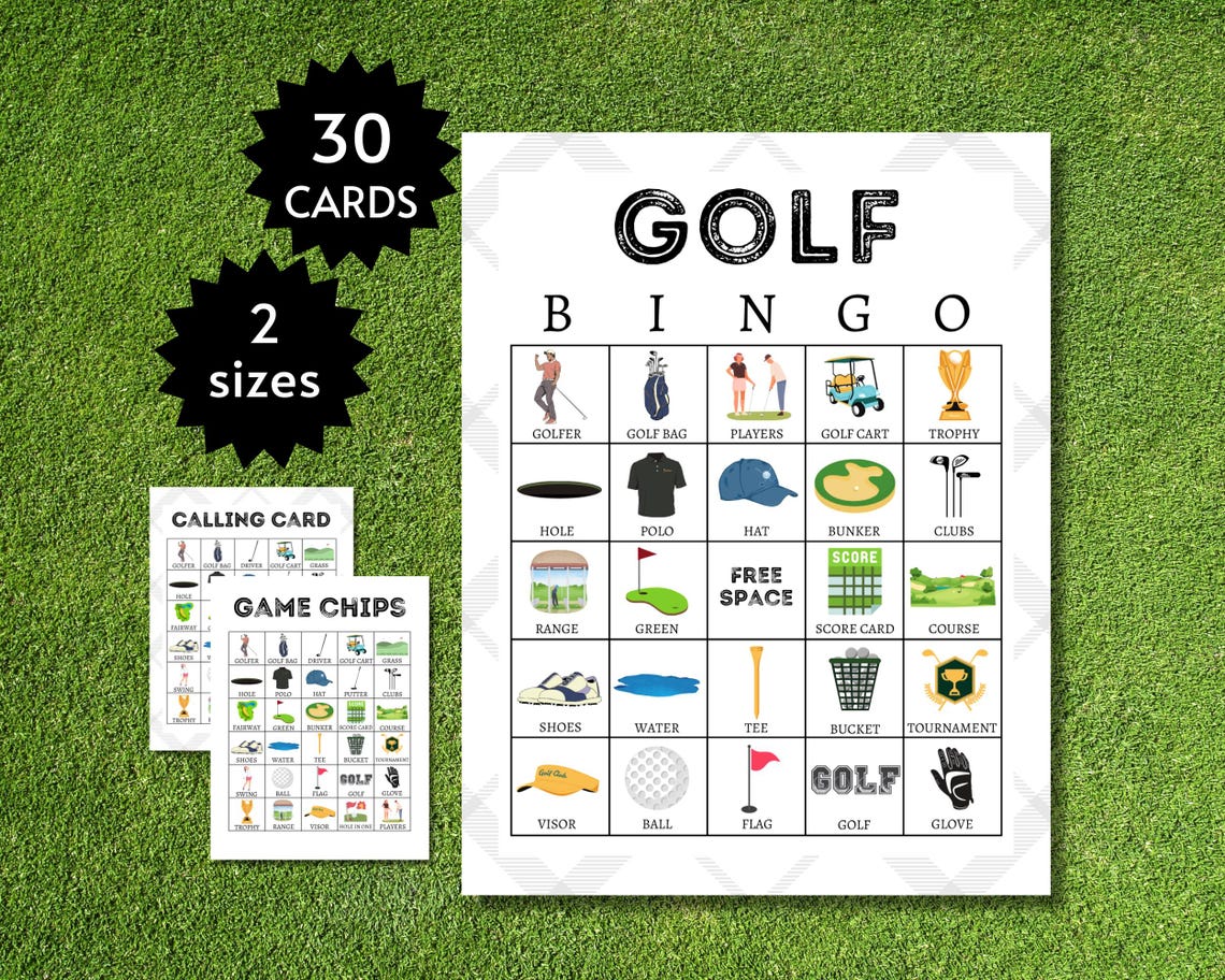 Golf Bingo Cards, Printable Golf Party Game for Kids, Teens, and Adults ...