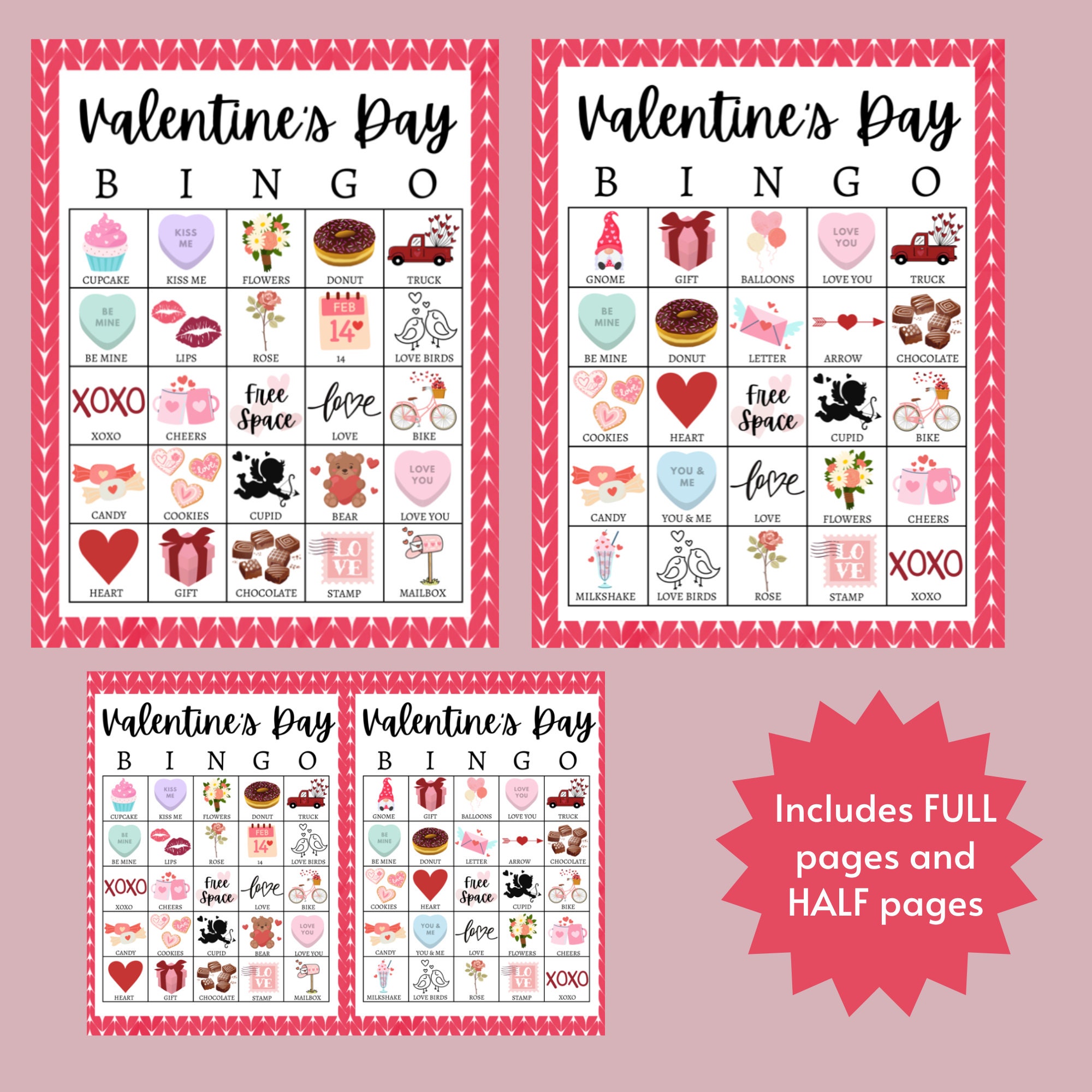 Valentine's Day Bingo Cards, Printable Valentine's Party Game for Kids ...
