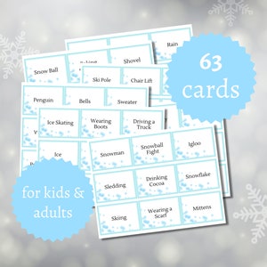 Winter Charades Cards, Winter Pictionary Game, Printable Winter Party ...
