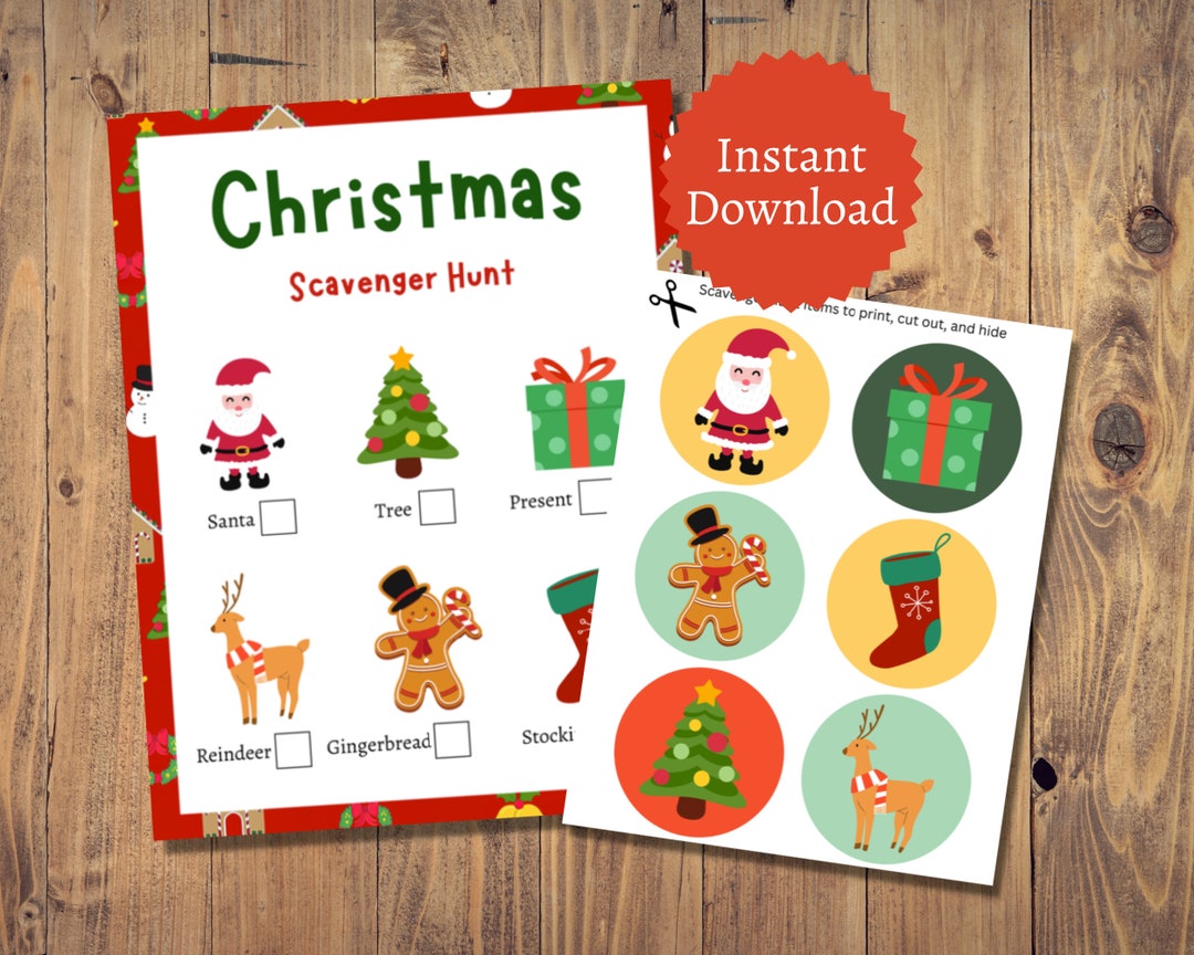 Christmas Scavenger Hunt for Kids, Printable Holiday Party Game for ...