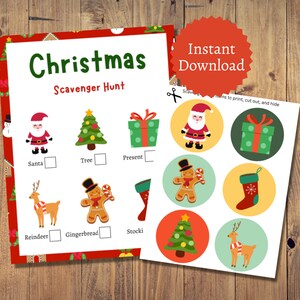 Christmas Scavenger Hunt for Kids, Printable Holiday Party Game for ...