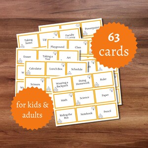 Back to School Pictionary Cards, Printable Classroom Charades, School ...
