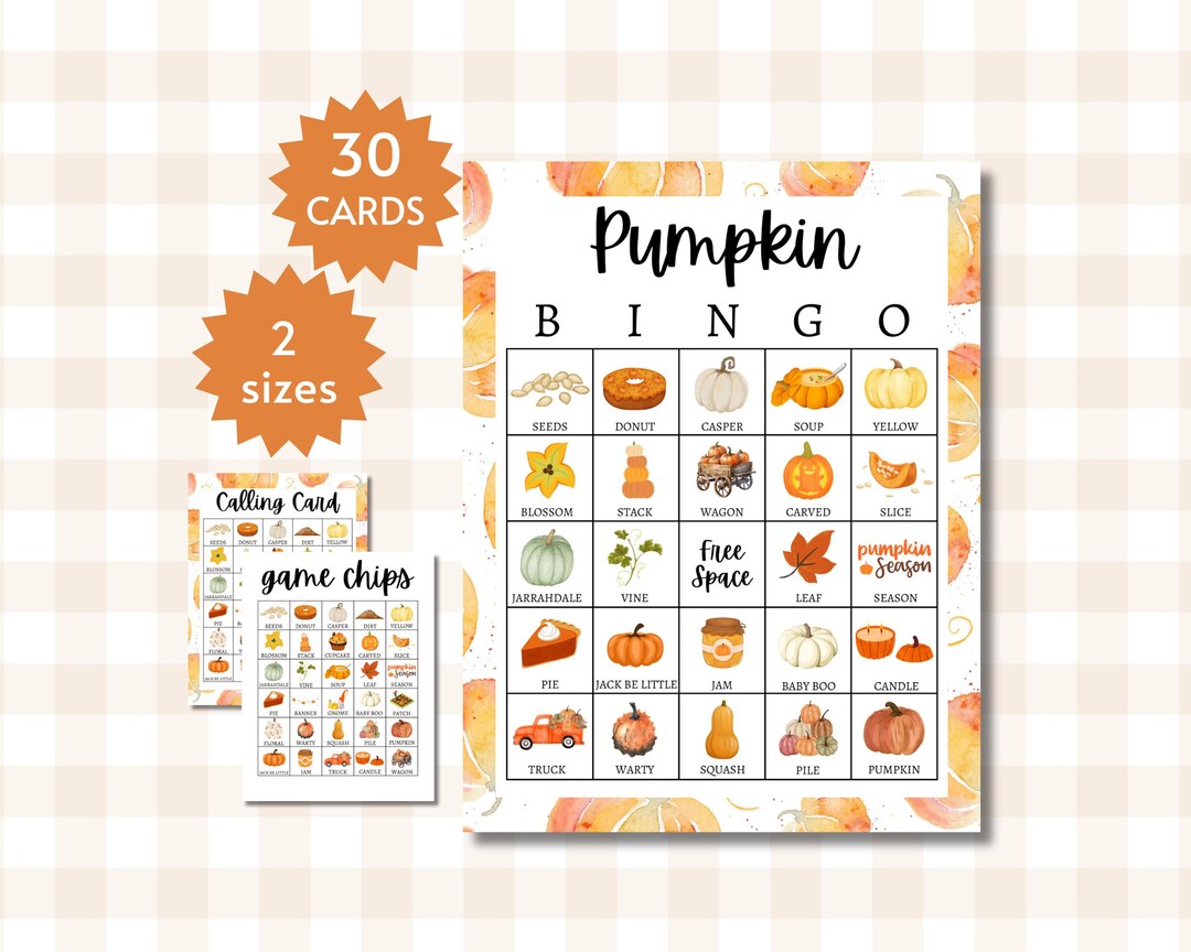 Pumpkin Bingo Cards, Printable Fall Party Game for Kids, Teens, and ...