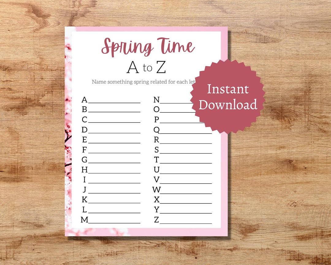 Spring A to Z Game, Printable Springtime Alphabet Activity for Kids ...