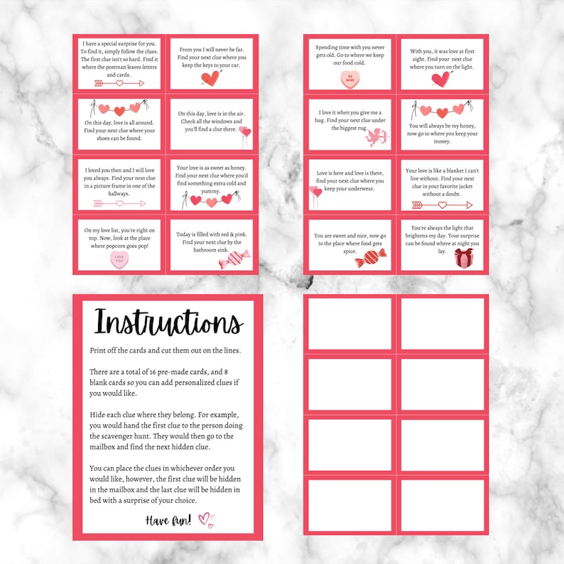 Valentine's Day Couples Scavenger Hunt, Printable Romantic Treasure ...