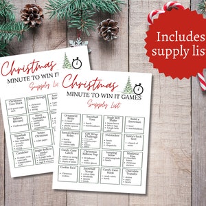 Christmas Minute to Win It Game, Printable Holiday Party Games for Kids ...
