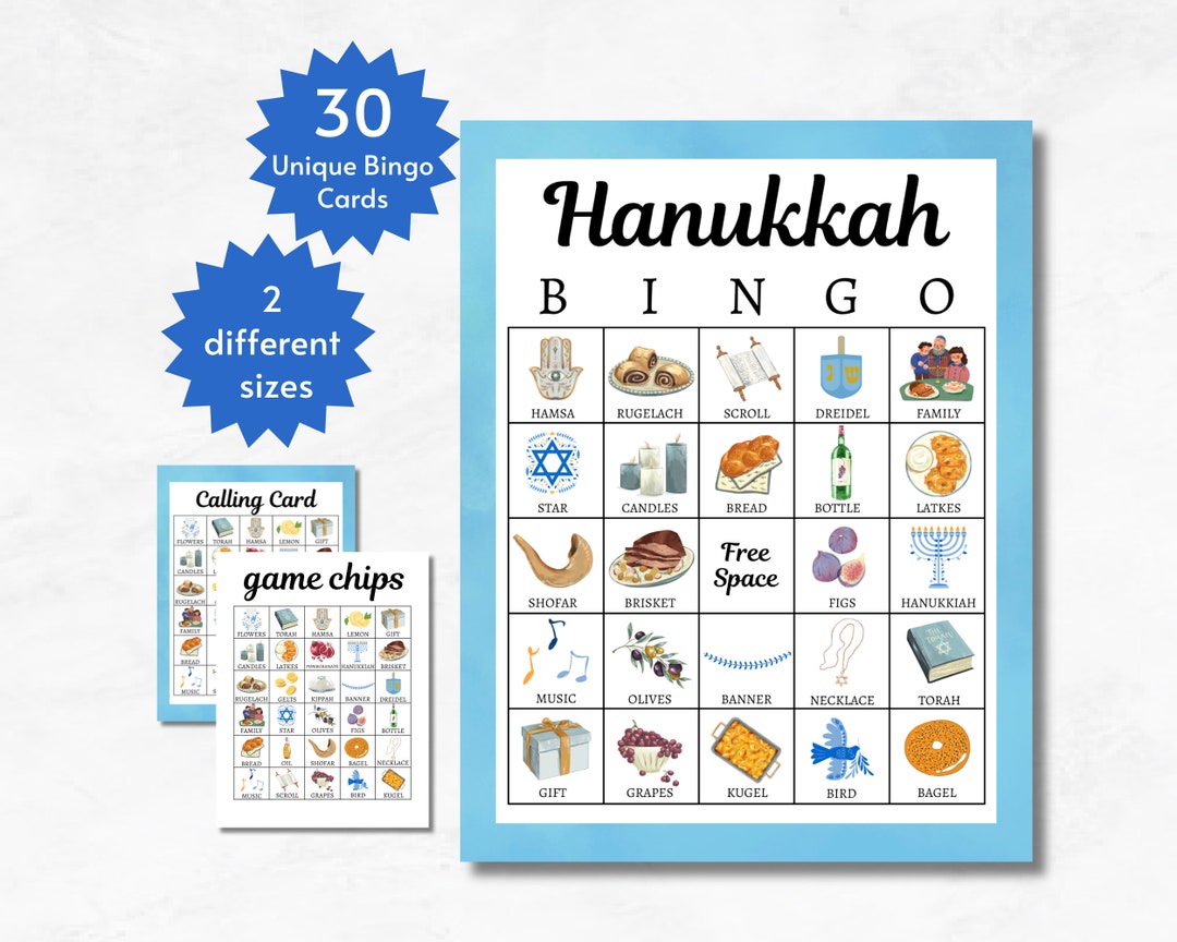 Hanukkah Bingo Cards, Printable Hanukkah Party Games, Hanukkah Family ...