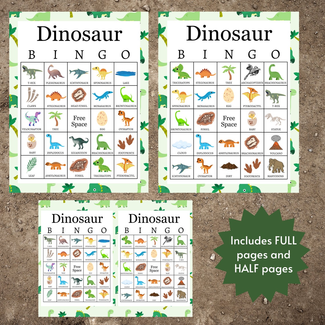 Dinosaur Bingo Cards, Printable Dinosaur-themed Party Game for Kids ...