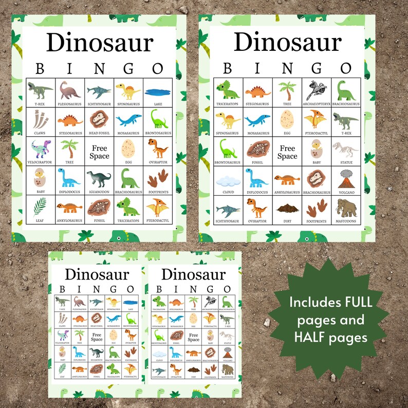 Dinosaur Bingo Cards, Printable Dinosaur-themed Party Game for Kids ...