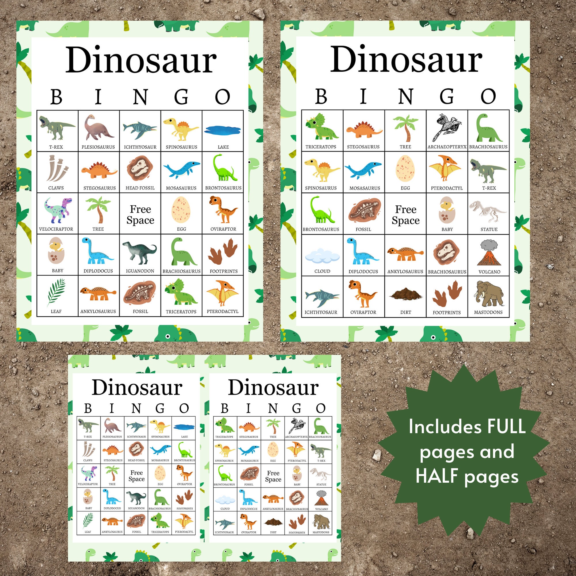 Dinosaur Bingo Cards, Printable Dinosaur-themed Party Game for Kids ...