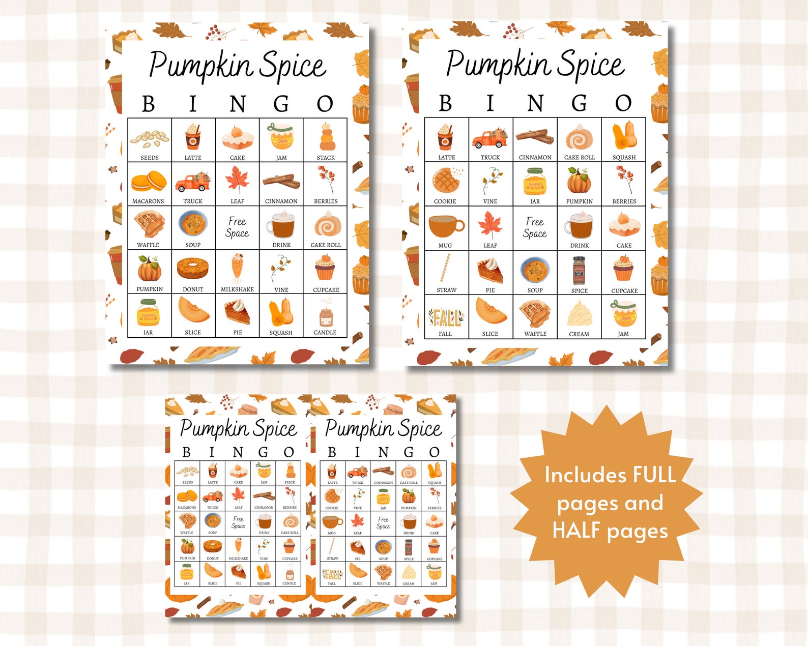 Pumpkin Spice Bingo Cards Bundle, Printable Autumn Party Game, Fall ...