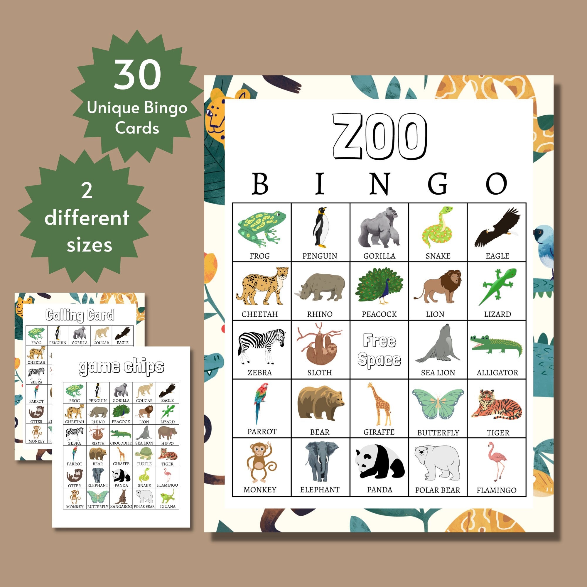 Zoo Bingo Zoo Animals Game Animal Bingo Printable Bingo - Etsy UK