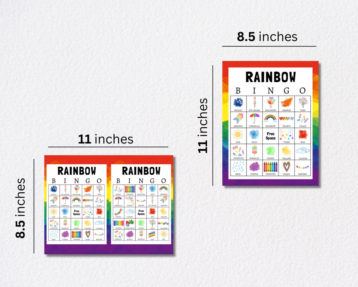 Rainbow Bingo Cards, Printable Colorful Bingo Game for Kids - Etsy