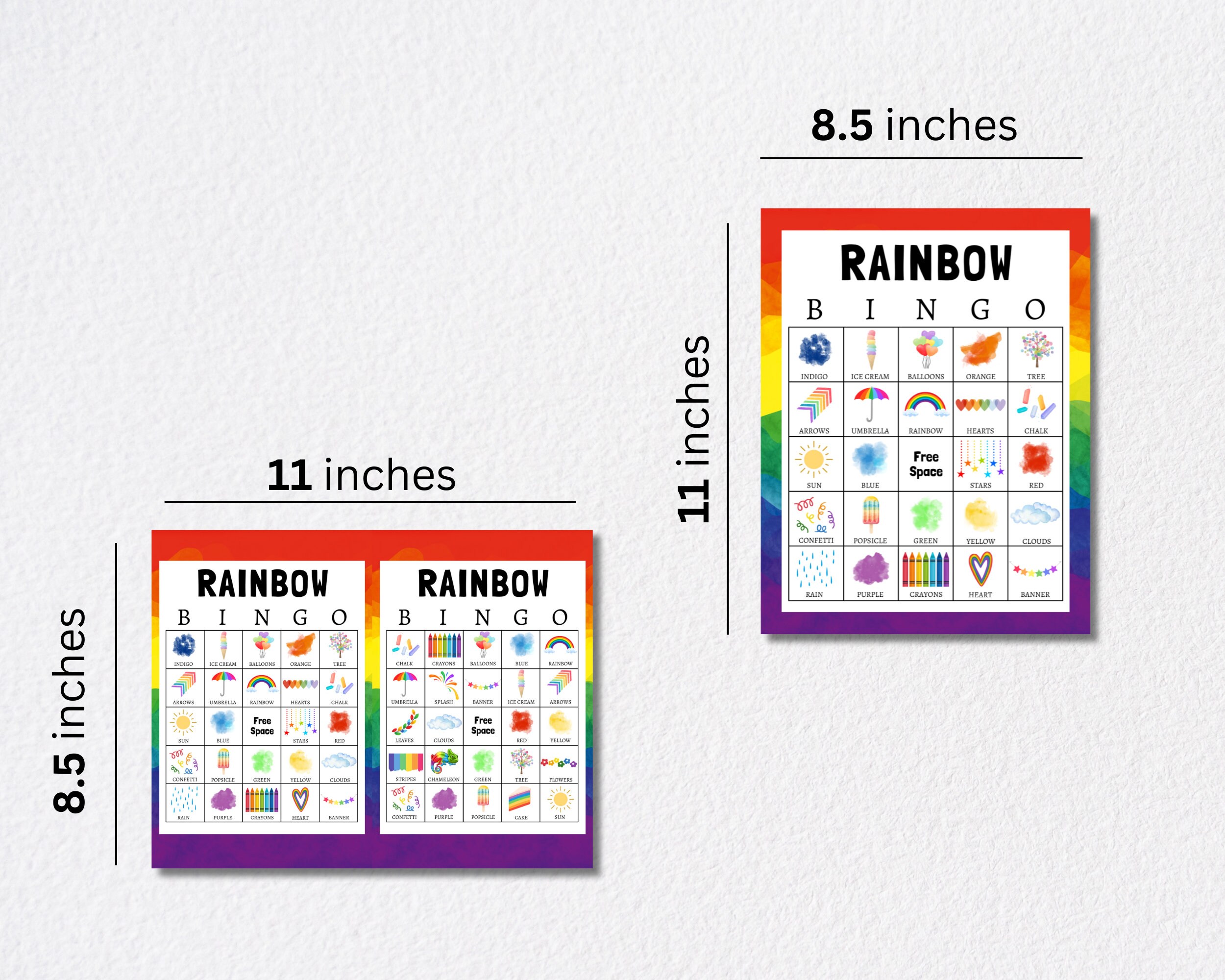 Rainbow Bingo Cards, Printable Colorful Bingo Game for Kids - Etsy