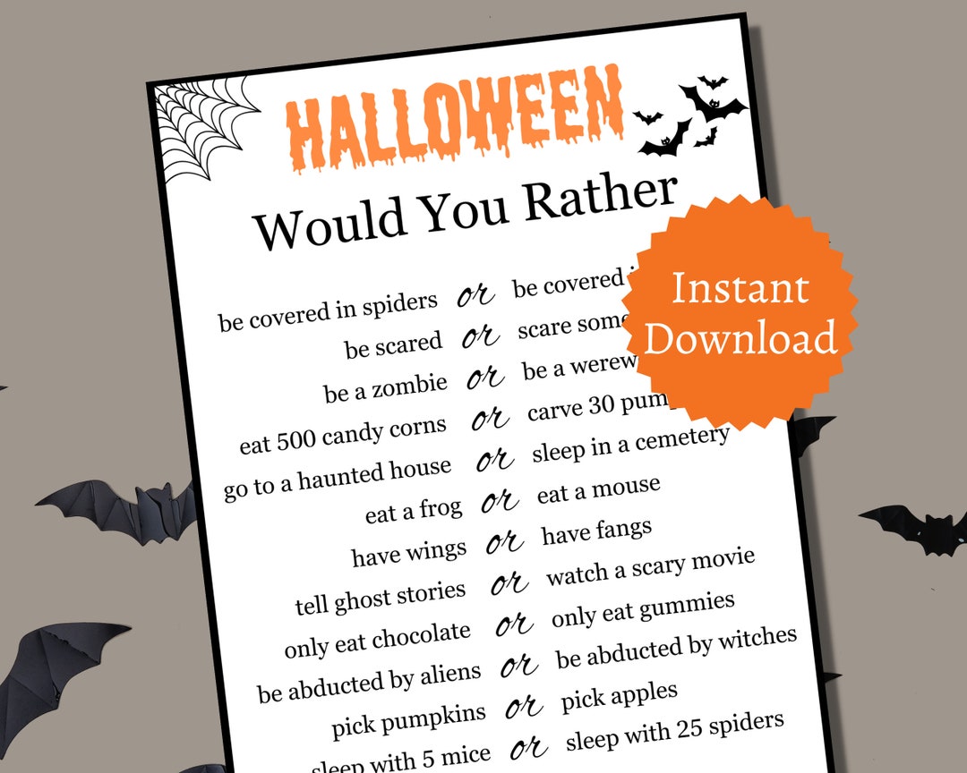 Halloween Would You Rather Game, Printable Halloween Party Game ...