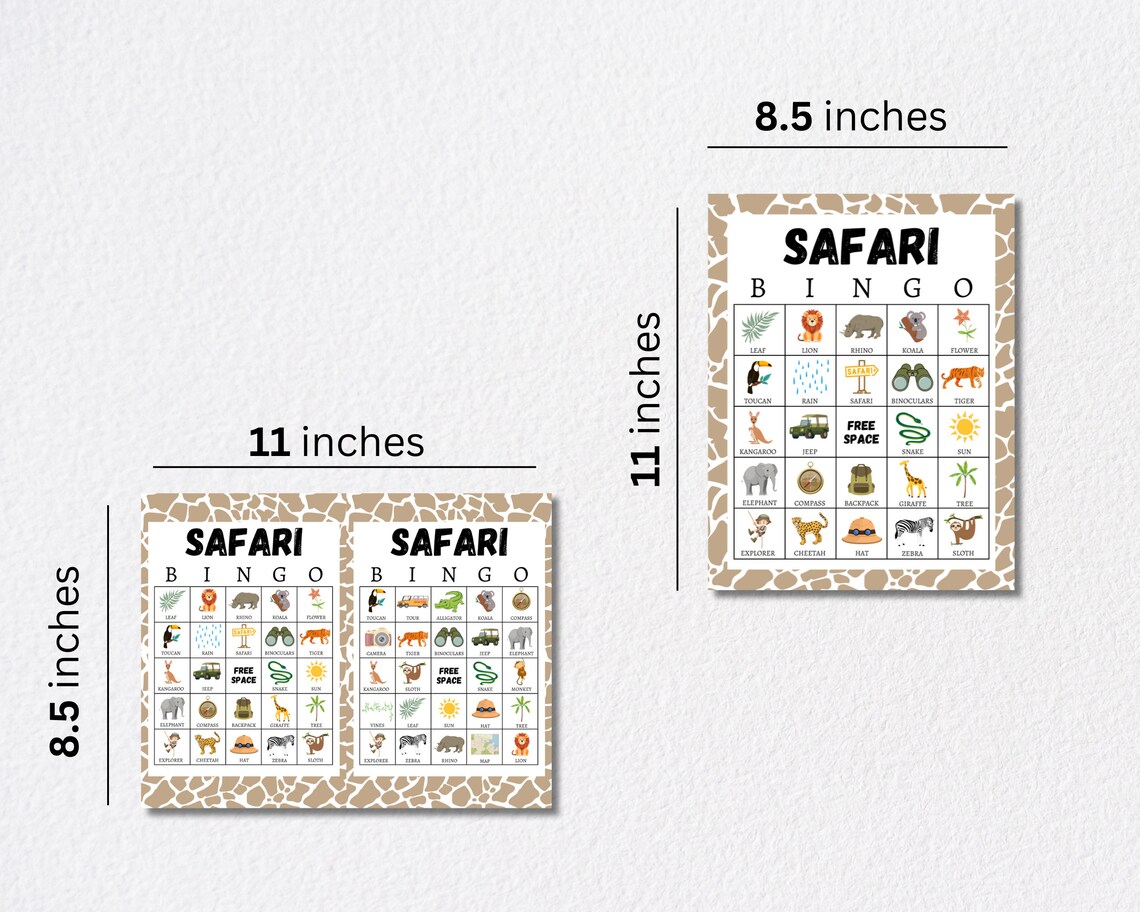 Safari Bingo Cards, Printable Animals Party Game for Kids - Etsy