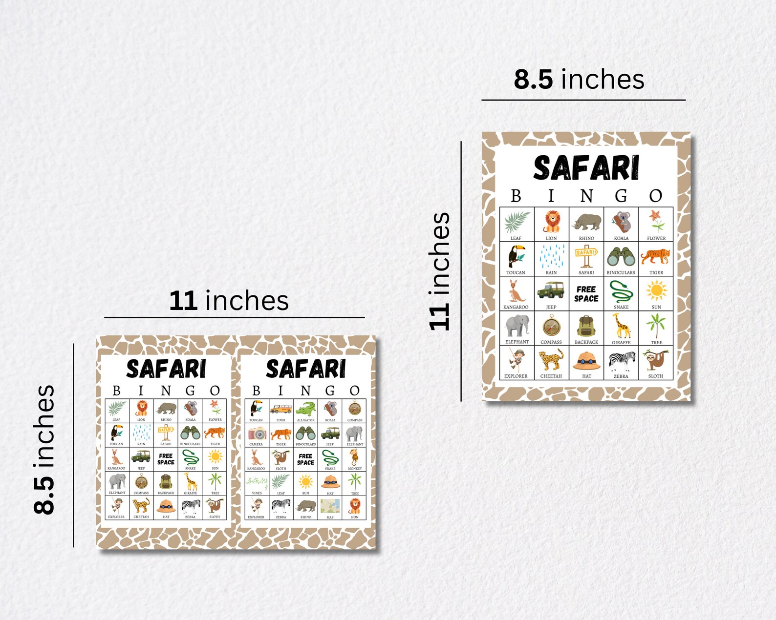 Safari Bingo Cards, Printable Animals Party Game for Kids, Zoo Activity ...