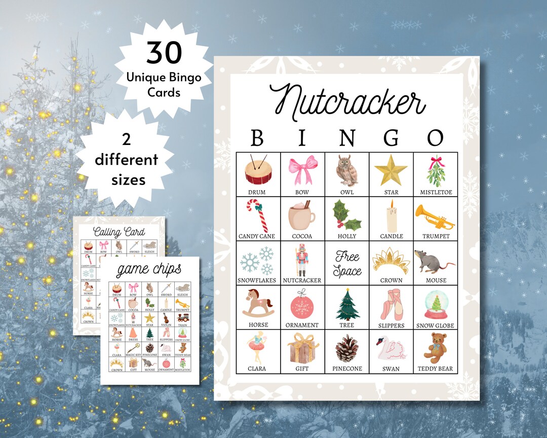 Nutcracker Bingo Cards, Printable Holiday Party Game, Christmas Ballet ...