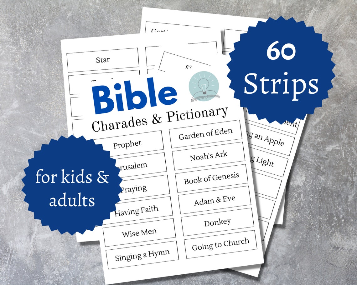 Bible Charades, Bible Pictionary Cards, Printable Christian Games for ...