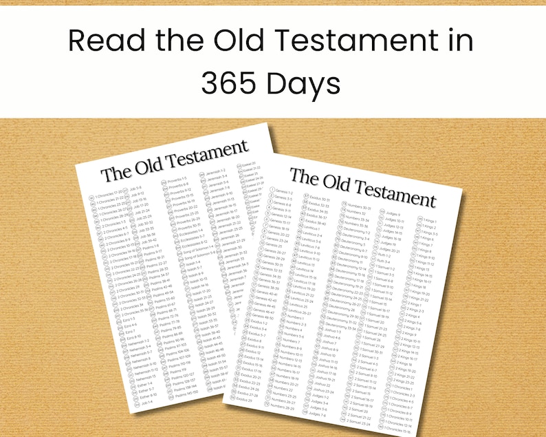 365 Days Old Testament Reading Chart, One Year Bible Reading Tracker ...